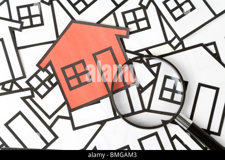 home sign and Magnifying Glass , Real Estate Concept Stock Photo - Alamy