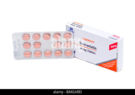 Packet Of Simvastatin Tablets Isolated Against A White Background Stock ...