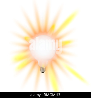 White bulb with yellow rays Stock Photo - Alamy