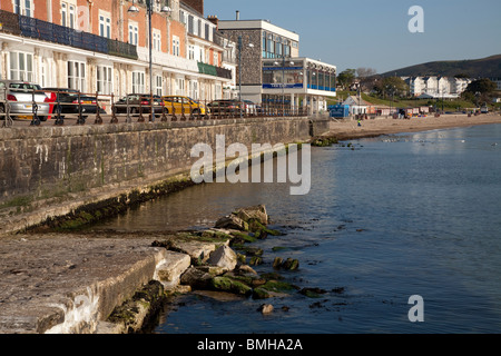 stone groynes and sea wall at Swanage bay Stock Photo - Alamy