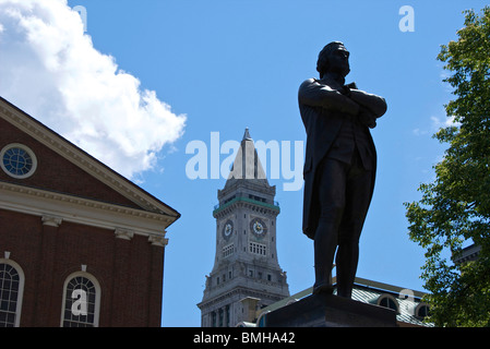 Sam Adams Statue and Custom House Tower in Boston Massachusetts Stock ...