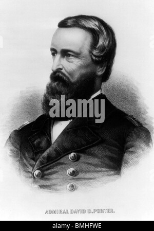 Vintage engraving of David Dixon Porter United States Navy admiral ...