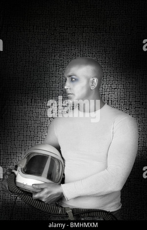 silver alien man profile portrait extraterrestrial male metaphor Stock ...