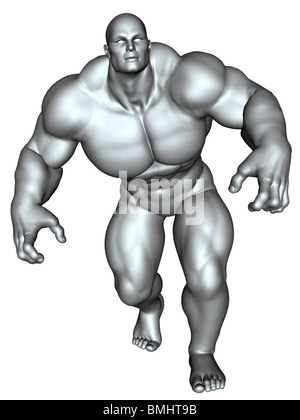 3D rendered image of big bodybuilder on white background isolated Stock ...