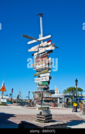 Directional sign in Key West, Florida, FL, USA. Hand painted, hand made ...