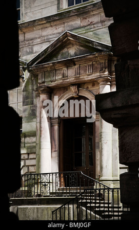 The entrance inside the courtyard of Lyme Hall in Cheshire, England ...