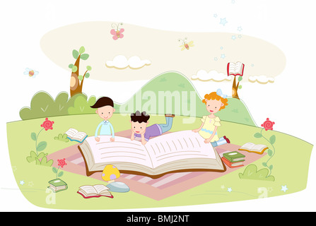 students reading books Stock Photo - Alamy