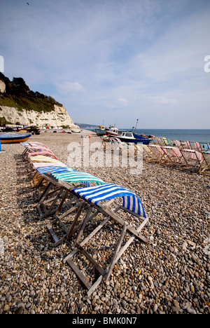 Beer Dorset UK Beach Deck Chairs Stock Photo - Alamy