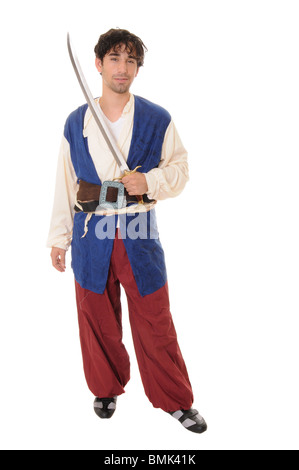 Young fierce looking man with a sword Stock Photo - Alamy