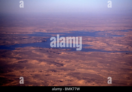 Aerial view of Lake Nasser, the dam of the Nile river, Aswan, Egypt ...