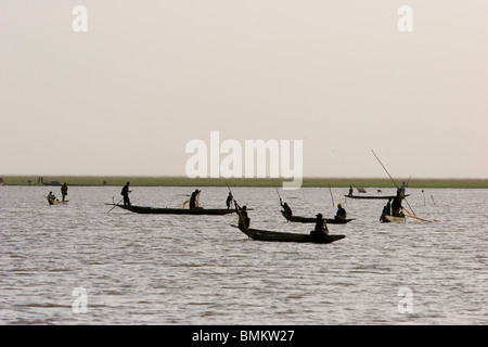 Mali, Lake D'Ebo. Fishing boats on Lake Debo - Niger River Stock Photo ...