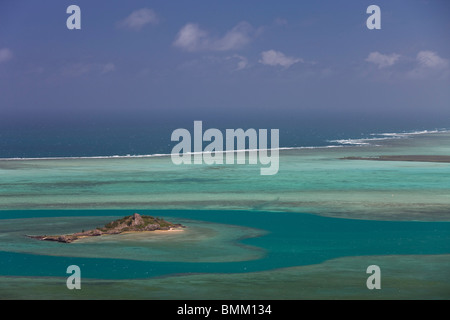 Mauritius, Rodrigues Island, South Rodrigues, view of lagoon and Ile ...