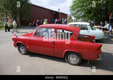 Red Ford Anglia classic car racing in a rally in Spain Stock Photo - Alamy
