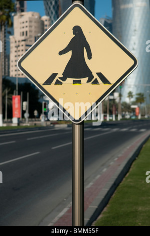Pedestrian crossing sign in Doha, Qatar Stock Photo - Alamy