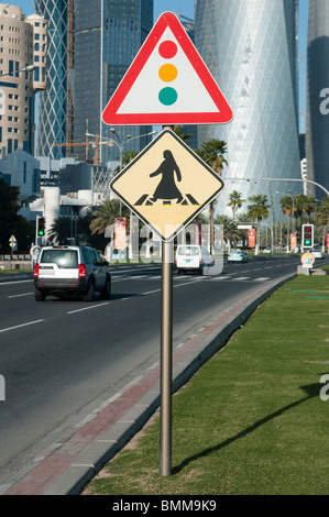Pedestrian crossing sign, Doha Stock Photo - Alamy