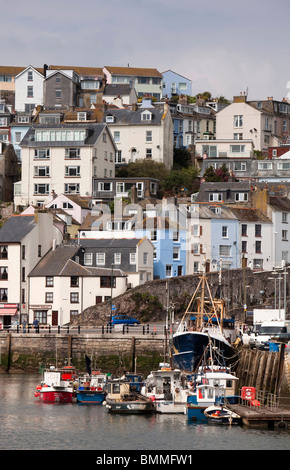 Brixham Harbour with Houses behind Stock Photo - Alamy