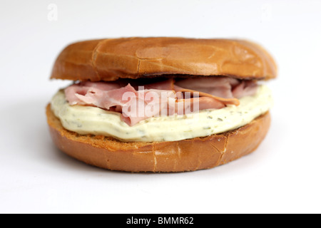 Toasted Primula Cheese with Ham Bagel Stock Photo - Alamy