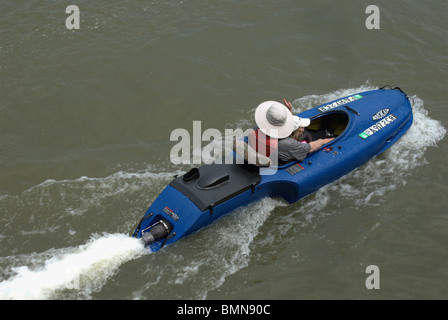 Power Mokai Kayak craft cruises on Erie Canal Stock Photo - Alamy