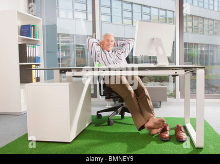 harmony concept. mature man looking up with hope. happy man under ...