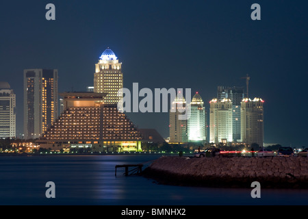 Doha skyline at dusk, Doha, Qatar Stock Photo - Alamy