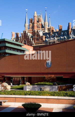 The British Library with St Pancras station London England UK Stock ...