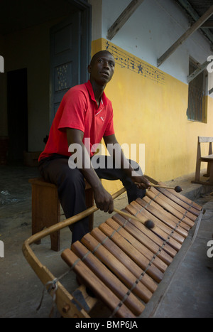 A Balafon (traditional african xylophone) player rehearsing in ...