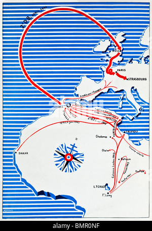 1946 French World War II book map illustration showing Allied army ...
