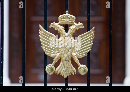 Double-headed eagle emblem of the Greek Orthodox on the door of Agios ...