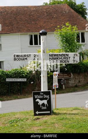 Village signpost at Great Dixter East Sussex England UK Stock Photo - Alamy
