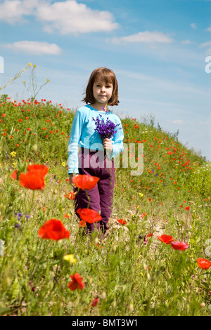 little girl and corn roses Stock Photo - Alamy