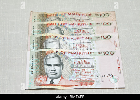 100 Mauritian rupees bank note. Mauritian rupee is the main currency of ...