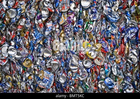 Crushed aluminum cans ready for recycling are packed in bales Stock ...