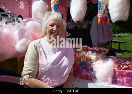 Woman selling candy floss and confectionery at West End Festival ...