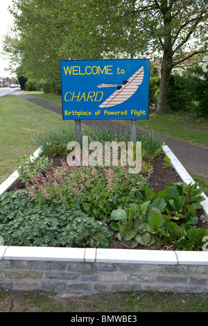 Sign welcoming visitors to Chard, birthplace of powered flight Stock ...