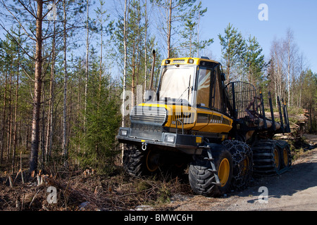 Ponsse Elk forwarder forest harvester in forest at Winter , Finland ...