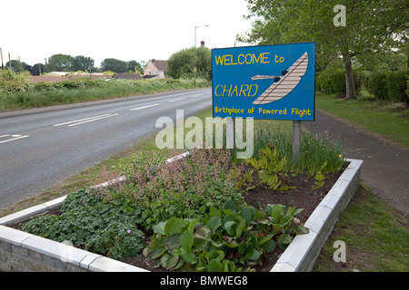 Sign welcoming visitors to Chard, birthplace of powered flight Stock ...