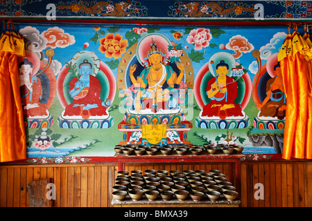 Illustrated walls of the Buddhist Phodong Monastery, Sikkim, India ...