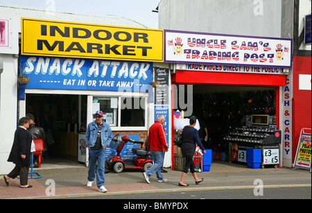 Typical mix of shops and cafes along the High Street in the seaside ...