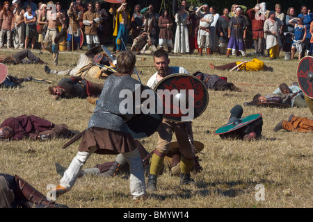 Viking battle - festival, Moesgaard, Denmark 2009. Handsome viking ...
