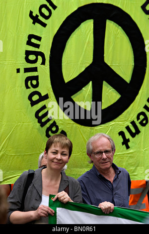 Carol Lucas MP and playwright Ken Loach at a London demonstration ...