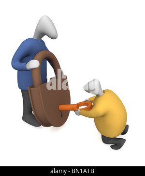 People pick up the key to the padlock Stock Photo - Alamy