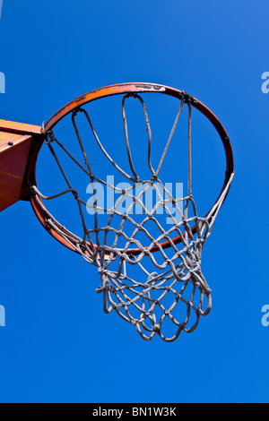 Rusted basketball hoop isolated on blue sky Stock Photo - Alamy