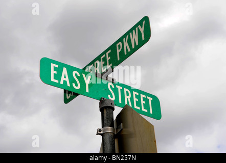Easy Street sign highlighting concept of easy Stock Photo - Alamy