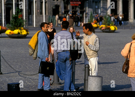 Belgian people getting together in Grand Place city of Mons Walloon ...