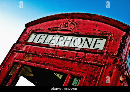 Closeup shot of an old English telephone box Stock Photo - Alamy