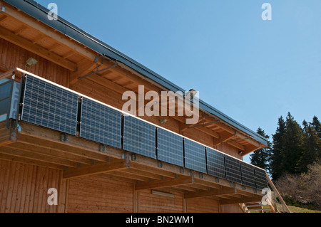 Solar panels on a balcony of a house from the seventies, Duesseldorf ...