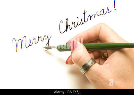 Hand writing sign Merry Christmas. Business concept annual tradition to ...