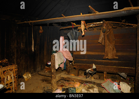 Inside a house of a Hmong village, Mae Hong Son, Northern Thailand ...