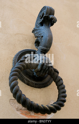 ring of hitching post on wall of medieval house Stock Photo - Alamy