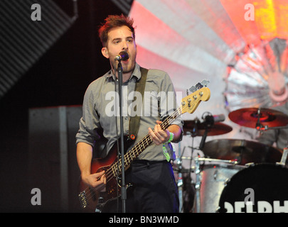 James Cook of Delphic on the John Peel Stage at Glastonbury Stock Photo ...